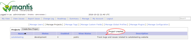 How to create a Project in MantisBT? - Letzdotesting